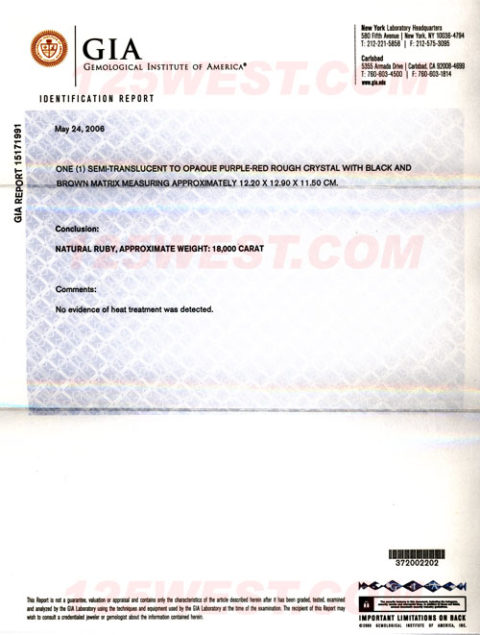 GIA Certificate 15171991 | 125West Ruby